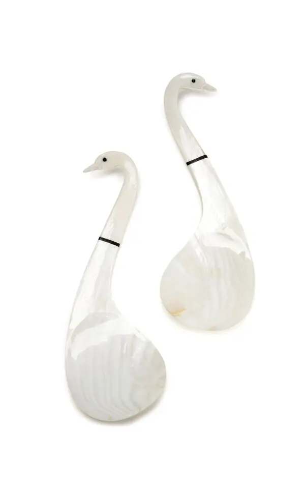 GOHAR WORLD Set-of-two Swan Mother-of-pearl Serving Spoons - White