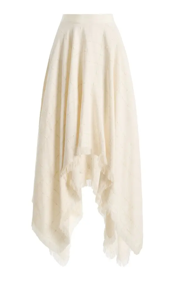 KALLMEYER Felicity Fringed Check-weave Maxi Skirt - Ivory