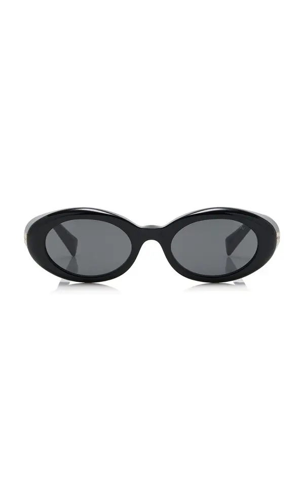 Miu Miu Round Frame Acetate Sunglasses - Black