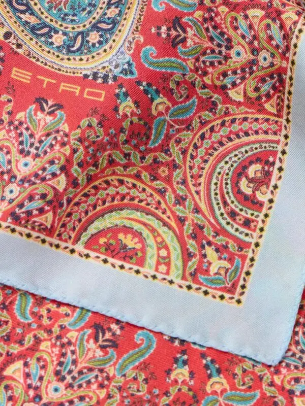 Etro Paisley-print Silk Pocket Square Scarf - Red
