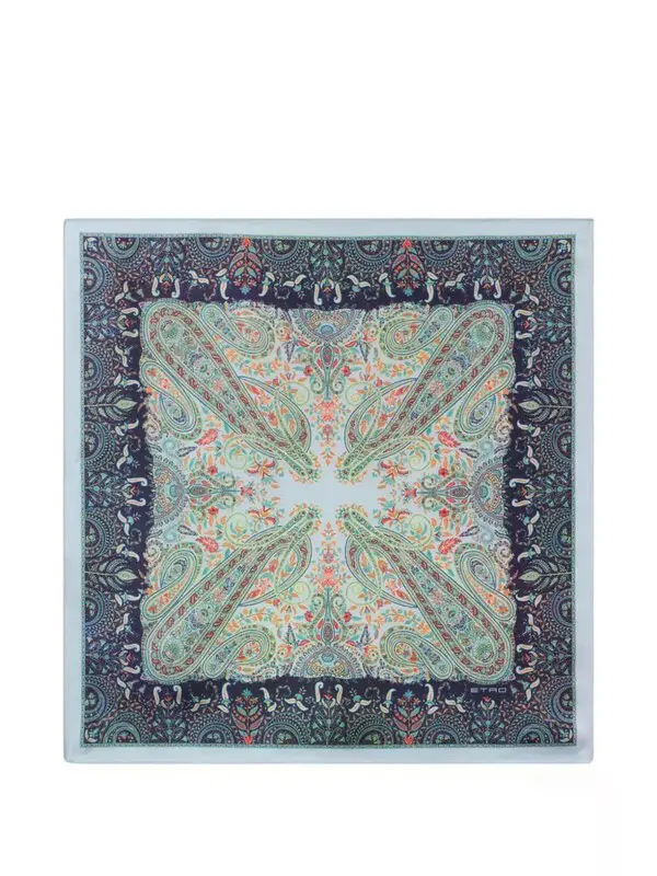 Etro Paisley-print Silk Pocket Square Scarf - Blue