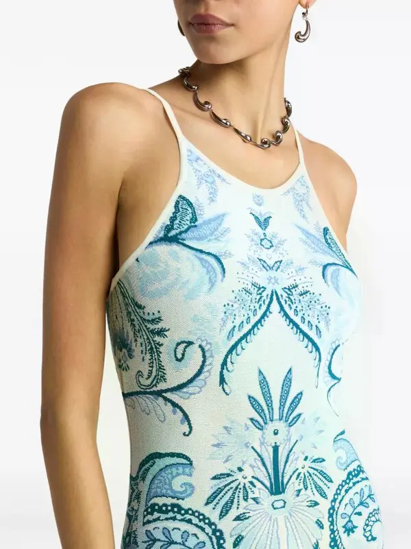 Etro Jacquard Paisley Halterneck Dress