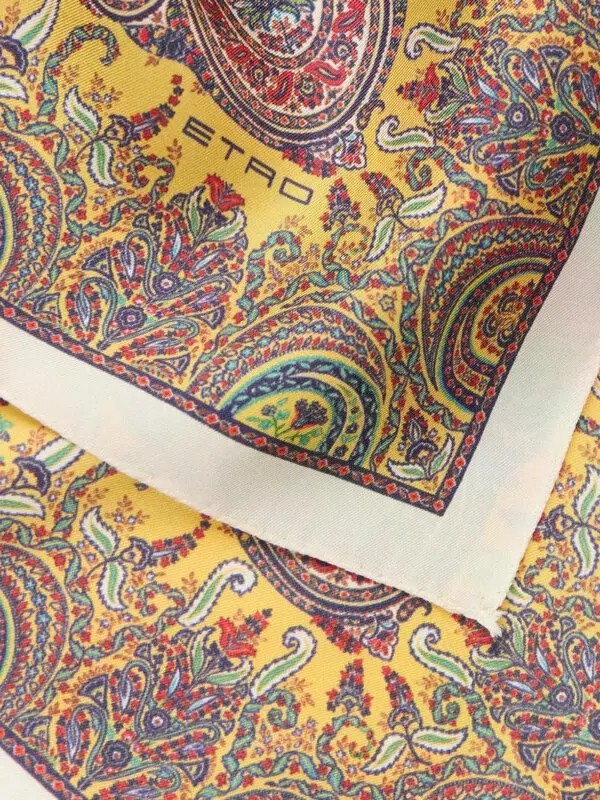 Etro Paisley-print Silk Pocket Square Scarf - Yellow