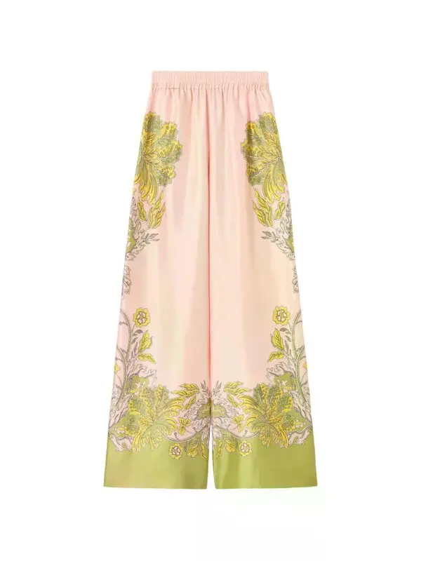 La DoubleJ Floral-print Silk Palazzo Trousers