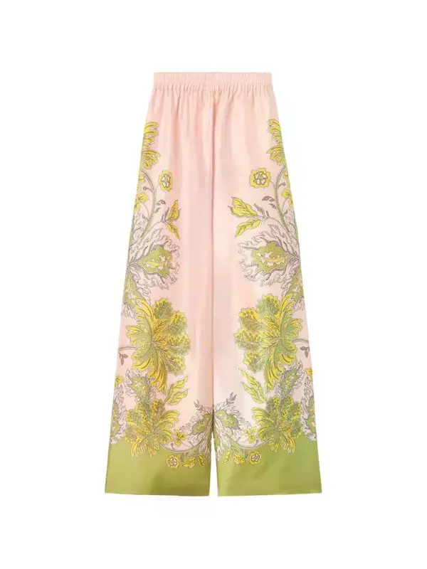 La DoubleJ Floral-print Silk Palazzo Trousers