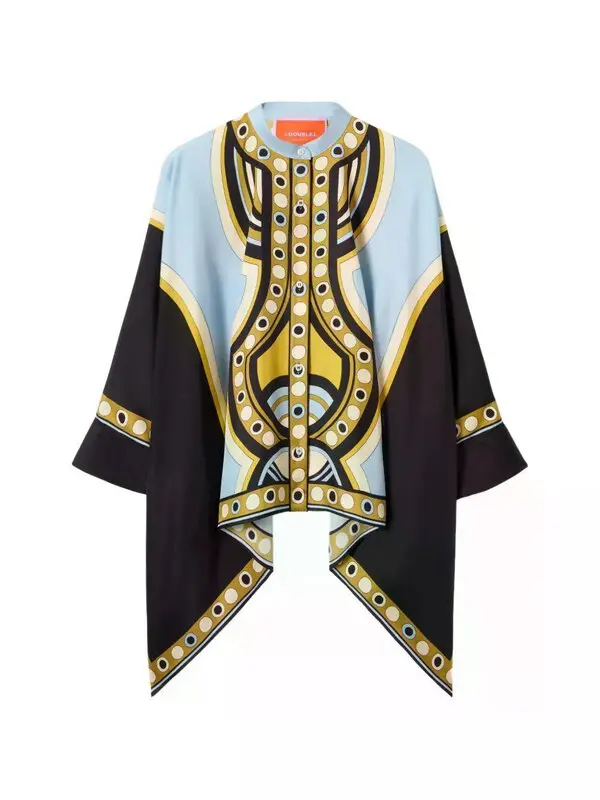 La DoubleJ Sanctuary Placed Silk Twill Shirt - Black