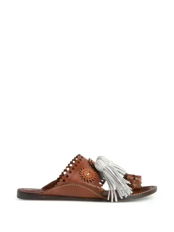 La DoubleJ Sandy Slides With Tassels - Brown