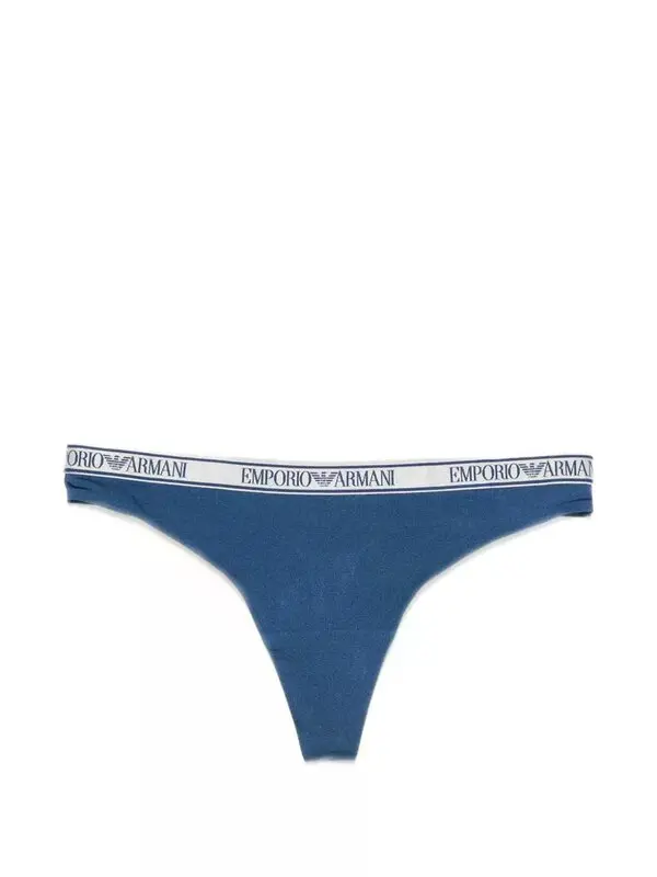 Emporio Armani Logo-waistband Thongs - Blue