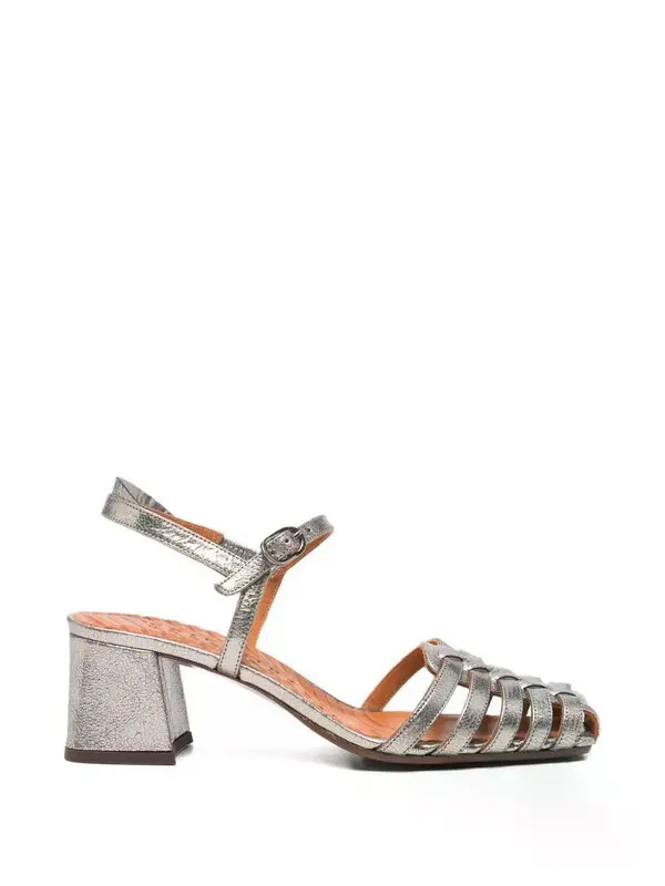 Chie Mihara Voku Metallic Cage Sandals - Silver