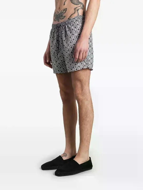 Tagliatore Geometric-print Drawstring Swim Shorts - Grey