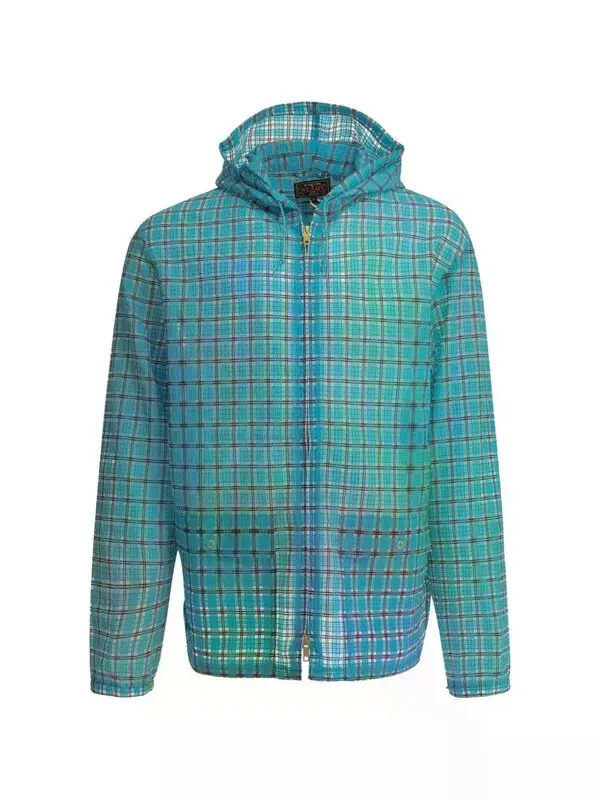 BEAMS Check-print Hooded Coat