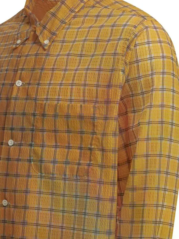 BEAMS Check-pattern Shirt - Orange