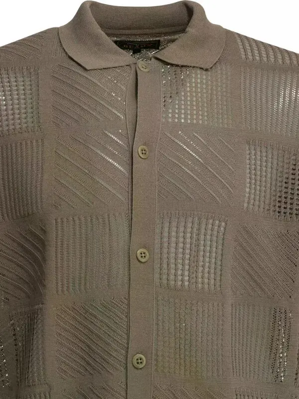 BEAMS Geometric-patterned Button-down Polo Shirt