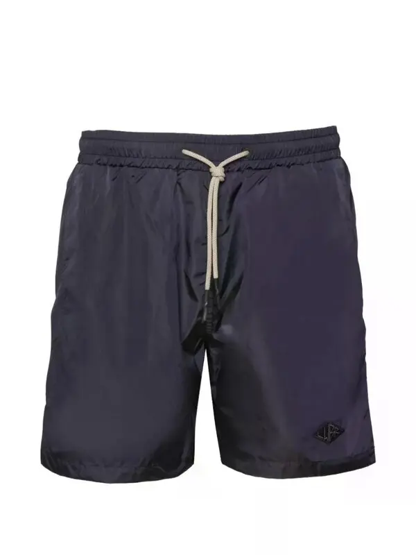 LOW BRAND Drawstring Swim Shorts With Logo Patch - Blue