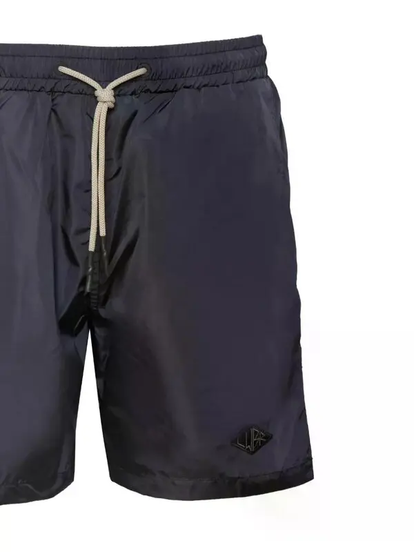 LOW BRAND Drawstring Swim Shorts With Logo Patch - Blue