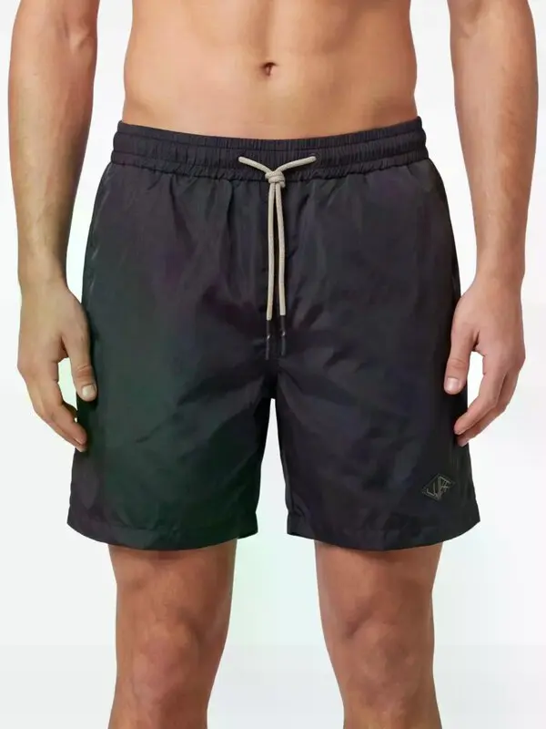 LOW BRAND Logo Patch Drawstring Swim Shorts - Black