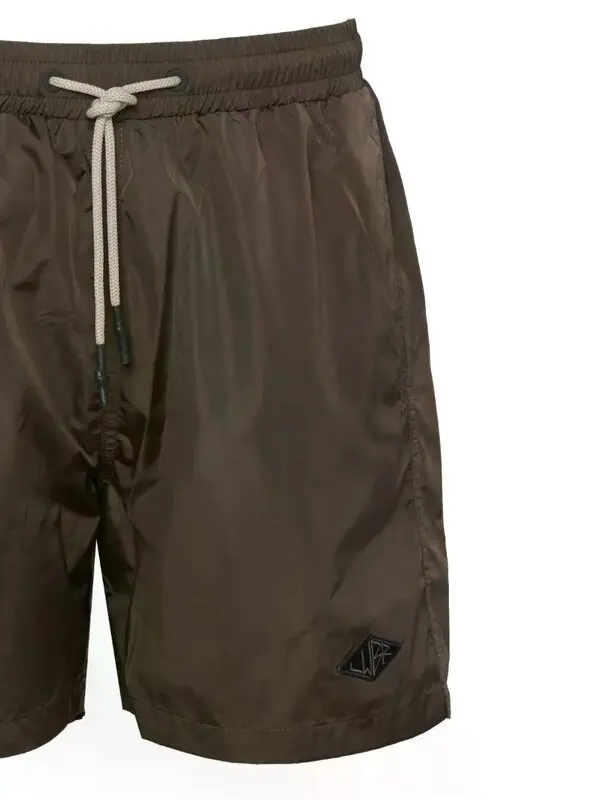 LOW BRAND Drawstring Swim Shorts With Logo Patch - Green