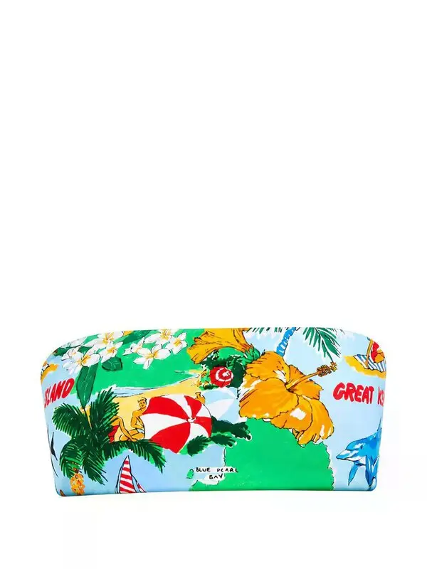 Seafolly Viva Vacation Tropical Print Bandeau Bikini Top - Blue