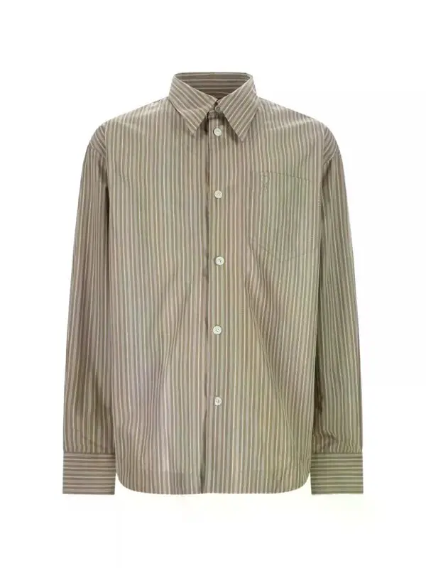 AMI Paris Vertical Stripe De Coeur Embroidered Shirt