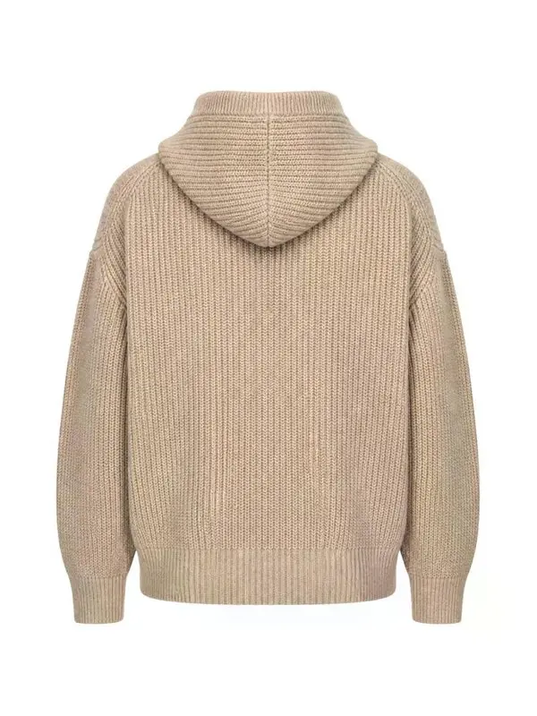 ALLUDE Ribbed Knit Zip-up Hoodie