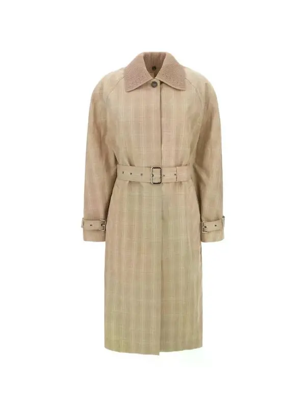 Iceberg Check-pattern Belted Coat