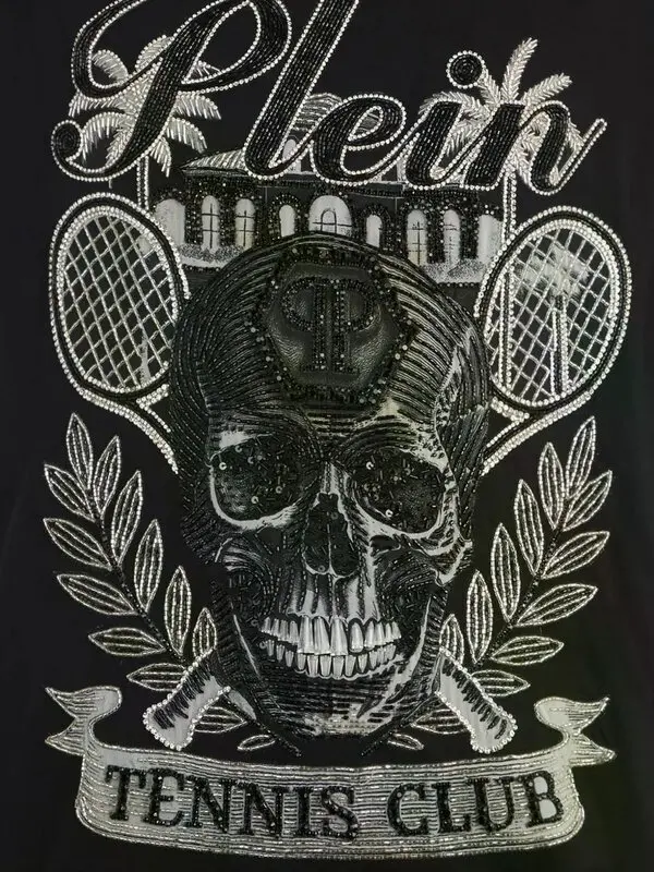 Philipp Plein Skull Tennis Round-neck Cotton T-shirt - Black