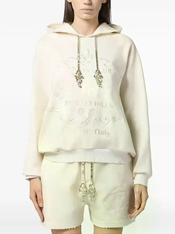 Philipp Plein Embroidered Embellished Drawstring Hoodie