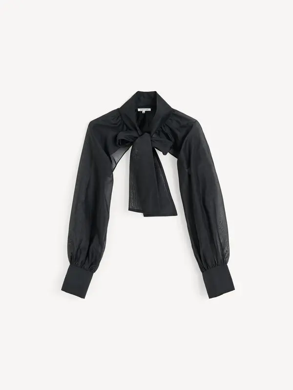 BY MALENE BIRGER Canny Silk Organza Bolero Top - Black