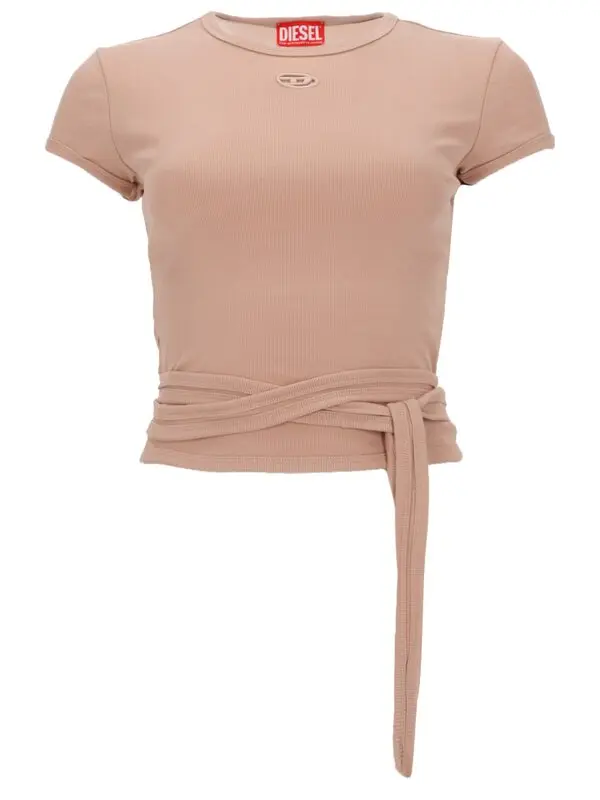 DIESEL® T-shirt A Costine Con Lacci - Pink