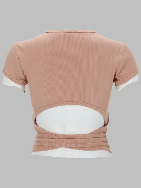 DIESEL® Ribbed T-shirt With Front Tie Detail