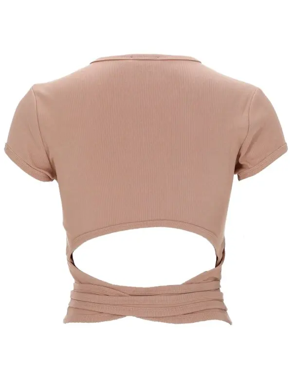 DIESEL® Ribbed T-shirt With Front Tie Detail