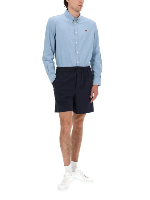 Maison Kitsuné Cotton Shorts - Blue