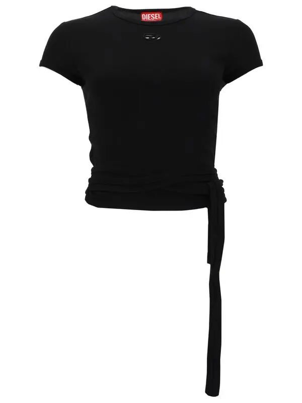 DIESEL® T-shirt A Costine Con Lacci - Black