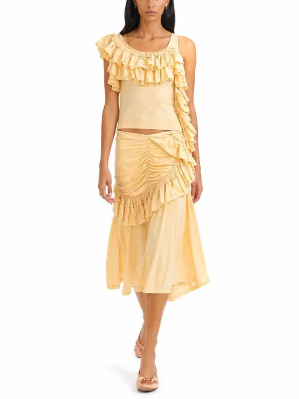 Dries Van Noten Draped Skirt With Ruffles - Yellow