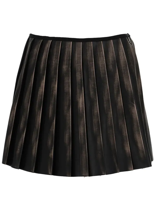 DIESEL® Pleated Skirt With Distressed Effect - Brown