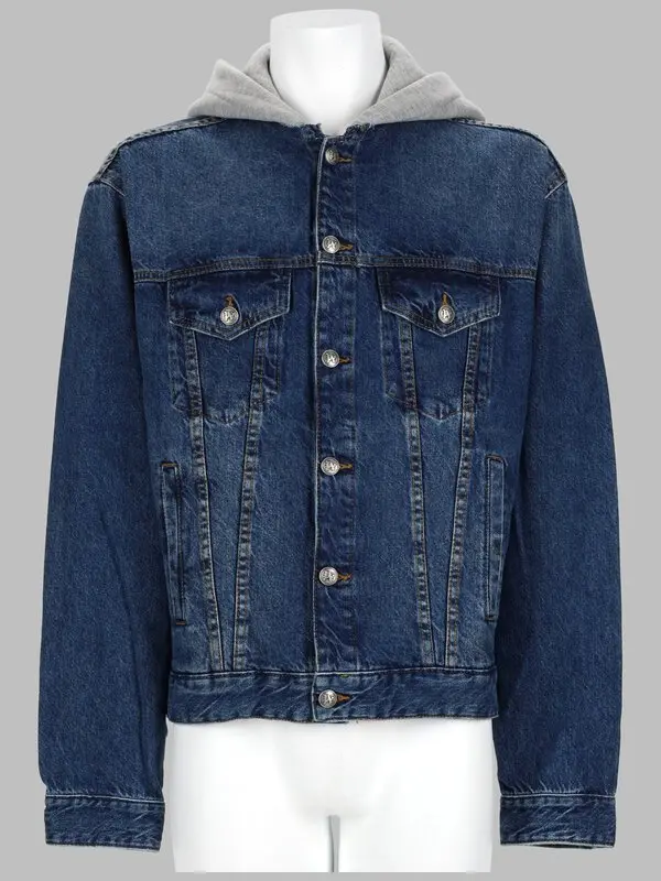 Palm Angels Cotton Denim Jacket With Hood - Blue