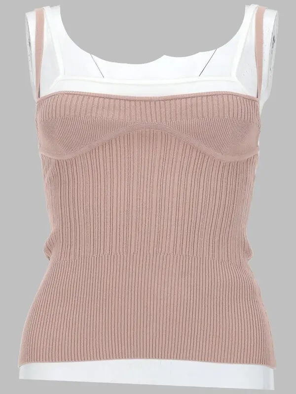 DIESEL® Ribbed Knit Top With Layered Effect
