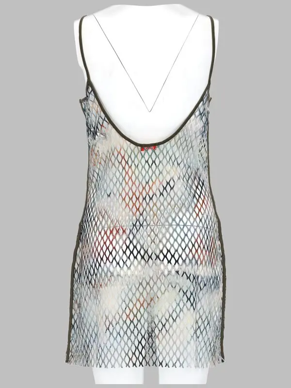 DIESEL® Sheer Printed Mesh Mini Dress