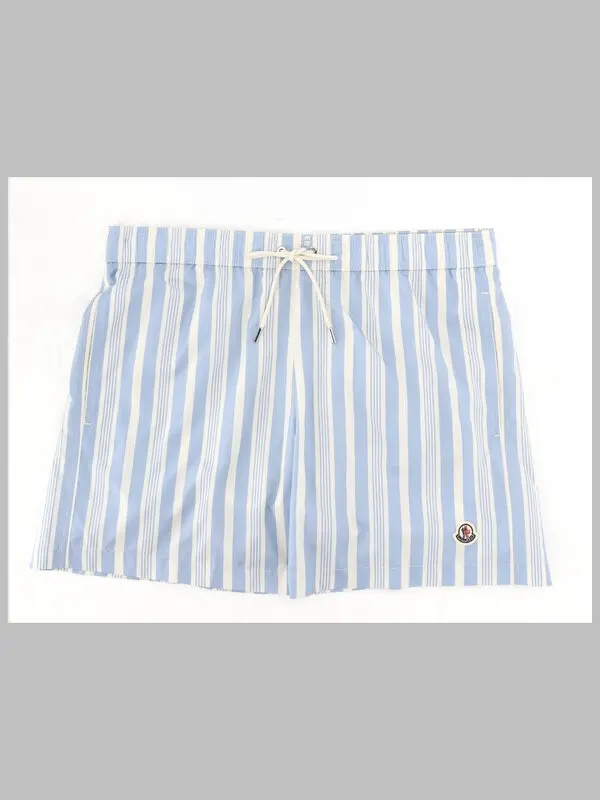 Moncler Striped Swim Shorts With Logo Detail - Multicolour