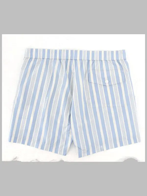 Moncler Striped Swim Shorts With Logo Detail - Multicolour