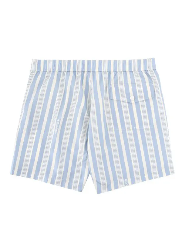 Moncler Striped Swim Shorts With Logo Detail - Multicolour