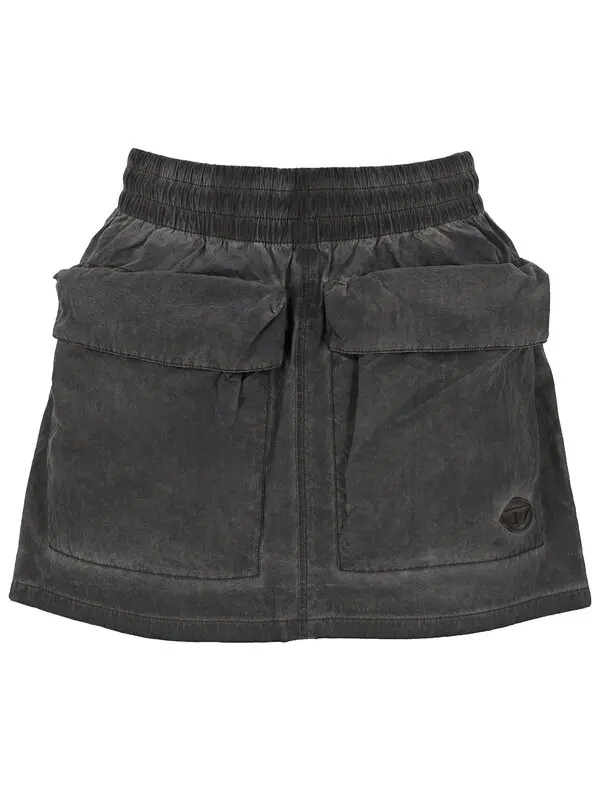 DIESEL® Nylon Mini Skirt With Maxi Pockets