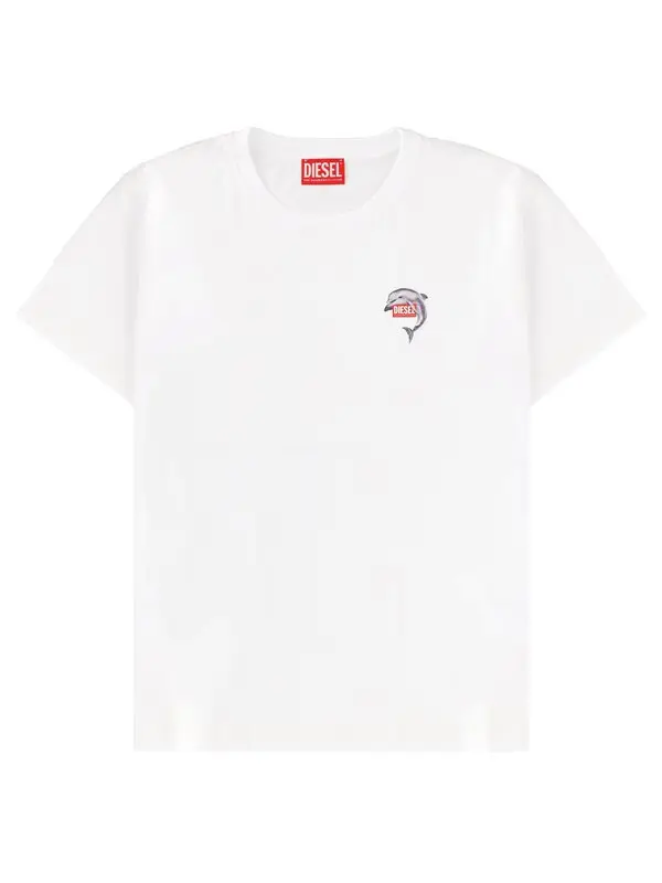DIESEL® T-shirt In Cotone Con Stampa Logo - White