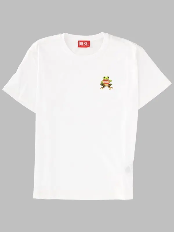 DIESEL® Cotton T-shirt With Logo Print - White