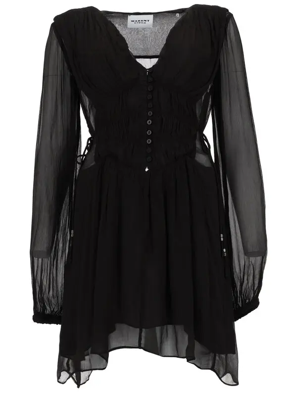MARANT ETOILE Loriena" Sheer Button-up Dress - Black