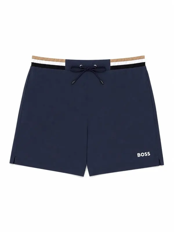 BOSS Swim Shorts With Logo Detail - Blue