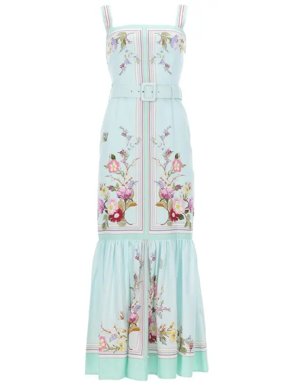 SELF-PORTRAIT Floral Print Midi Dress