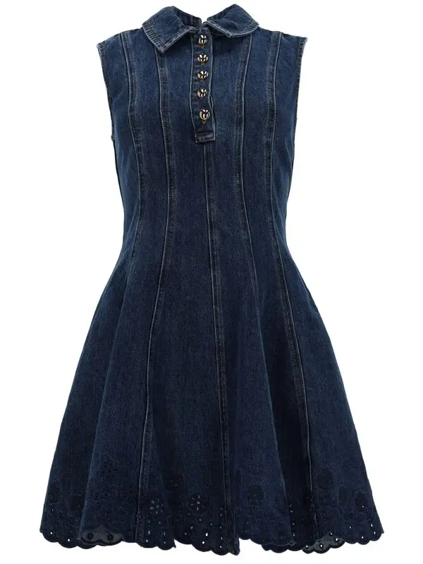 SELF-PORTRAIT Mini Abito In Ricamato - Denim