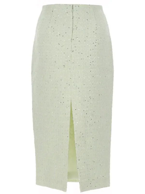 SELF-PORTRAIT Midi Skirt In Boucle With Sequins - Green