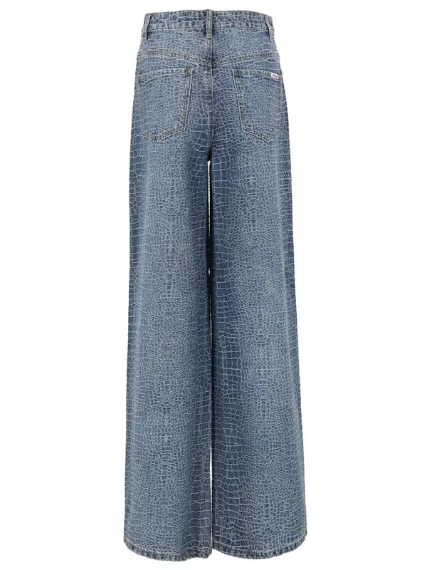 SELF-PORTRAIT Crocodile Effect Jeans - Denim